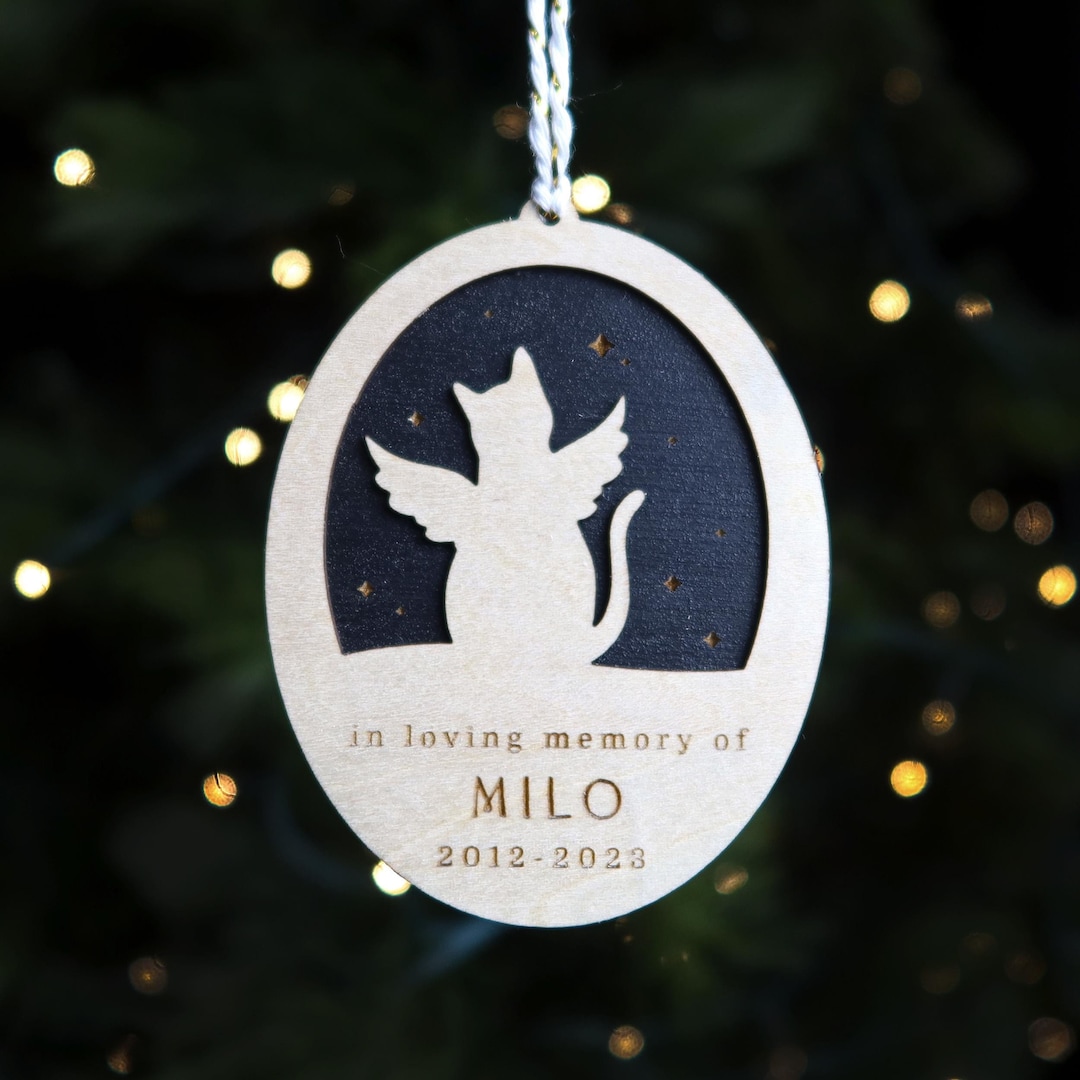 Personalized Cat Angel Memorial Ornament, in Memory of Cat Sympathy ...