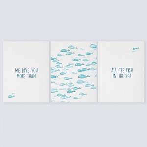 Love You More Than All the Fish in the Sea Watercolor Fish Art 3 Print ...