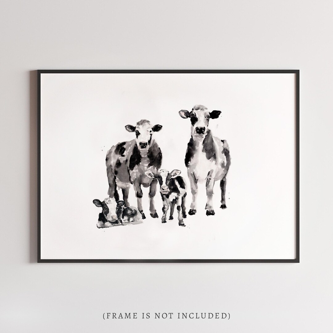 Cow Family of Four (two Parent and Two Baby Cows) Farm Animal ...