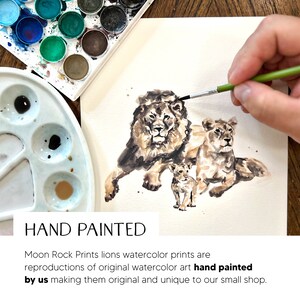 Lion and Cub Father and Child Minimalist Watercolor Wall Art Print ...