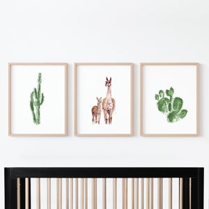 Llama and Cactus Watercolor Prints: Boho Nursery Art, Set of 3 - Etsy
