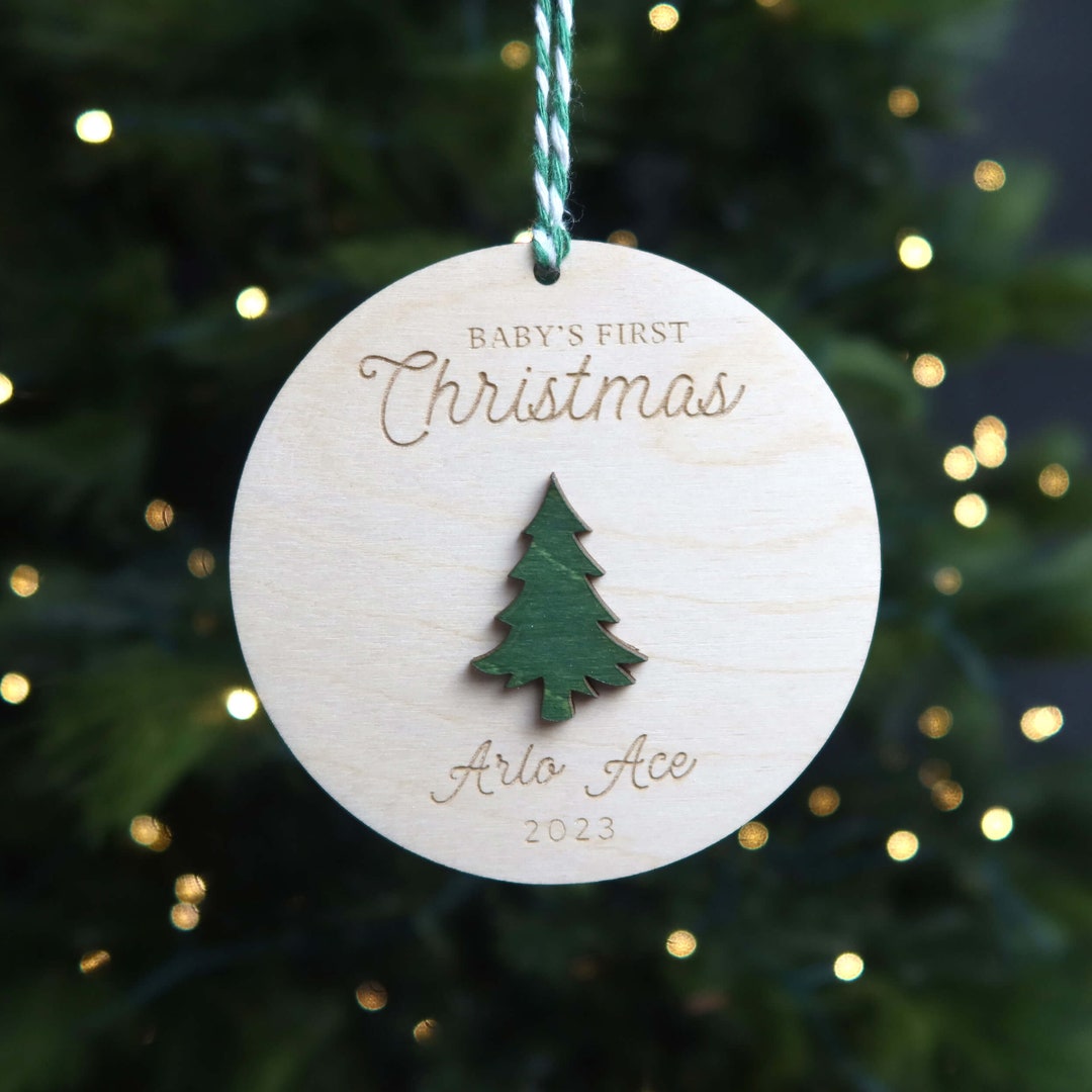 Personalized Woodland Baby First Christmas Ornament 2023 - Etsy