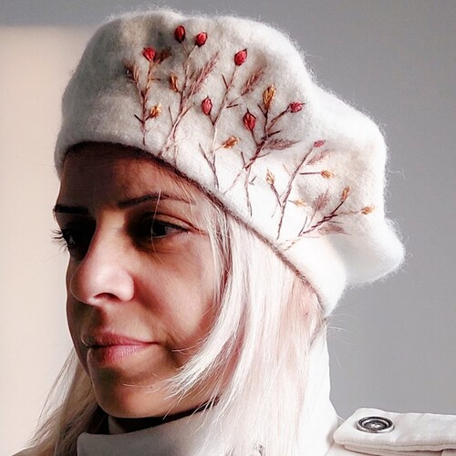 Vintage Wool French Beret Hand Embroidered 100% Wool Beret - Etsy