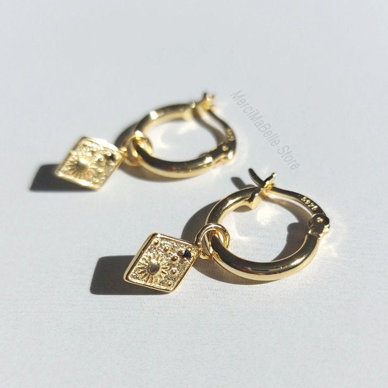 Charm Hoop Earrings - Etsy
