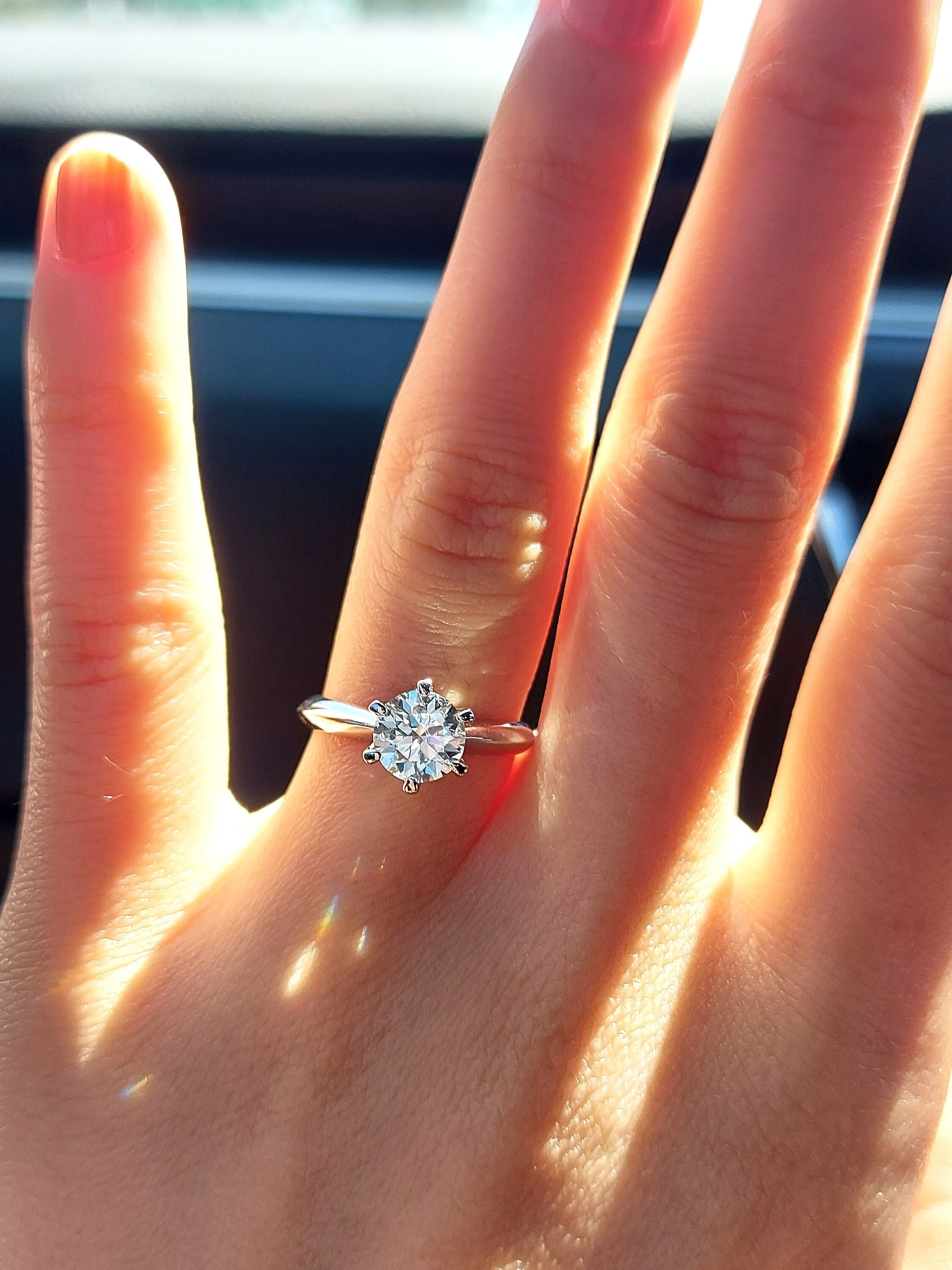 1ct Moissanite 925 Sterling Silver 18k White Gold Ring Size 6 Pa