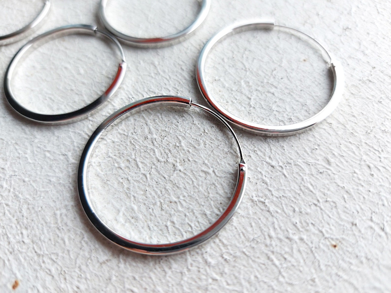 925 Sterling Silver Hoops Earrings, Solid Silver Hoops Earrings, Gold ...