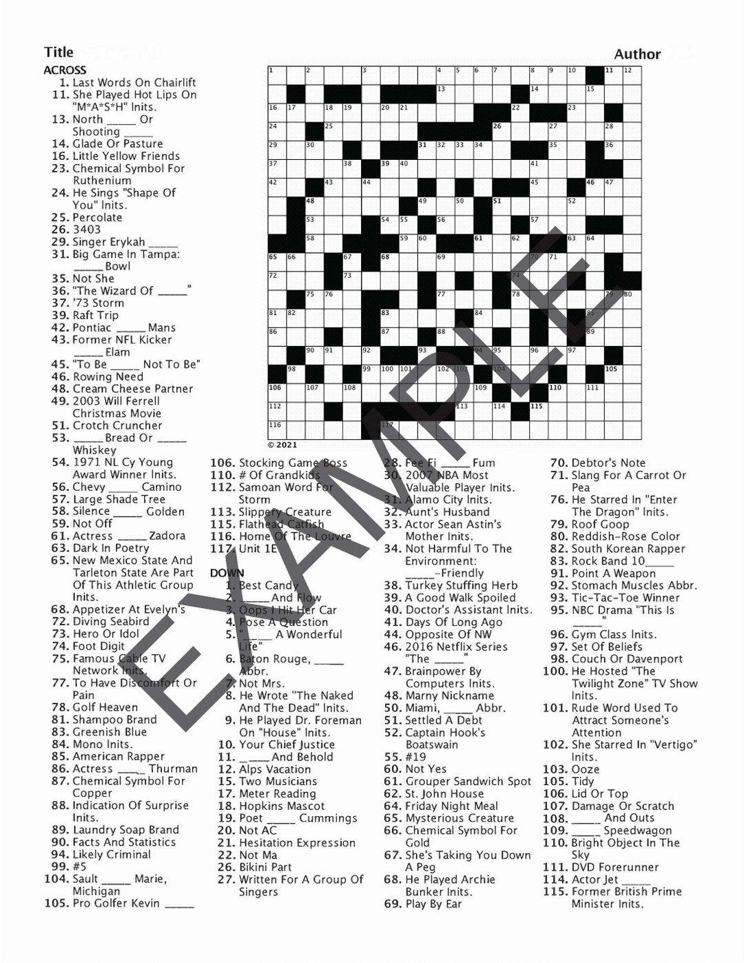 Custom Crossword Puzzle 20x20 - Etsy