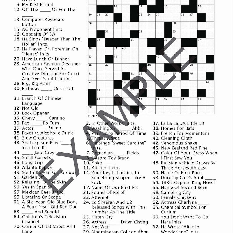 Custom Crossword Puzzle - Etsy