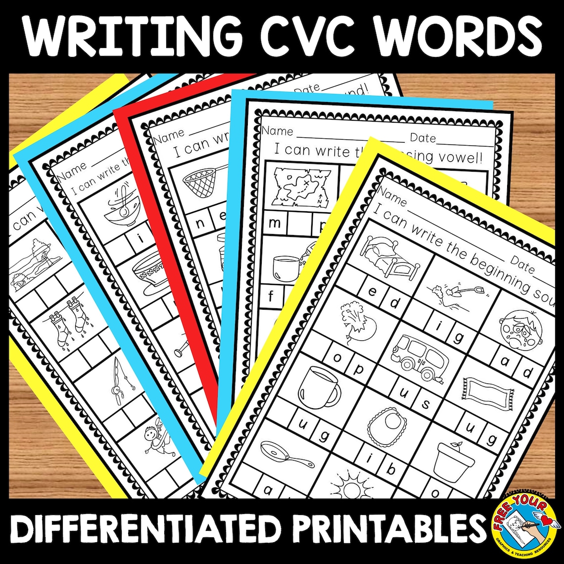 Write CVC Words Worksheets for Kindergarten and 1st Grade Phonics ...