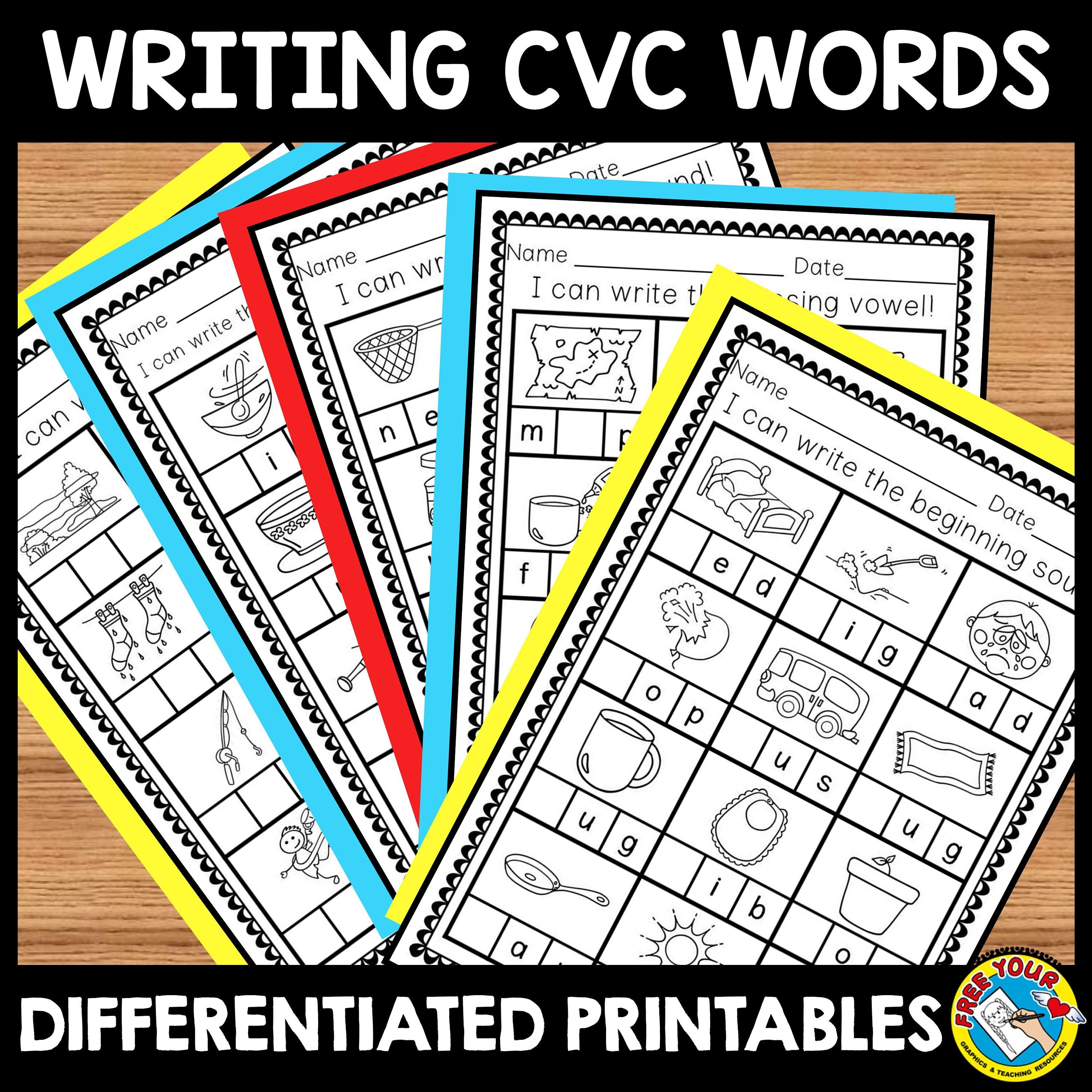 Write CVC Words Worksheets for Kindergarten and 1st Grade Phonics ...