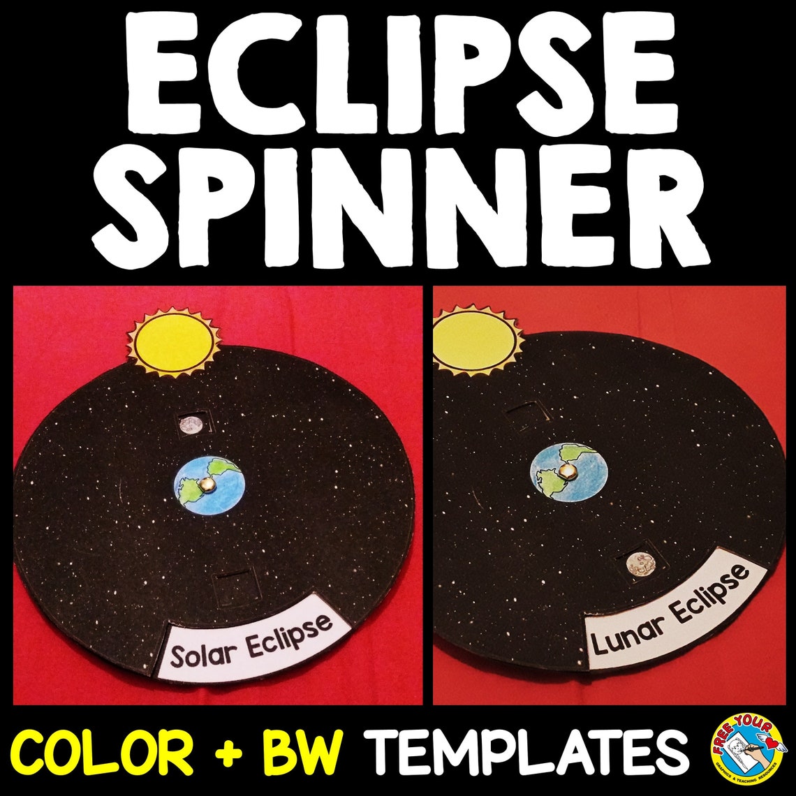 Solar and Lunar Eclipse Educational Craft Activity Spinner Science ...
