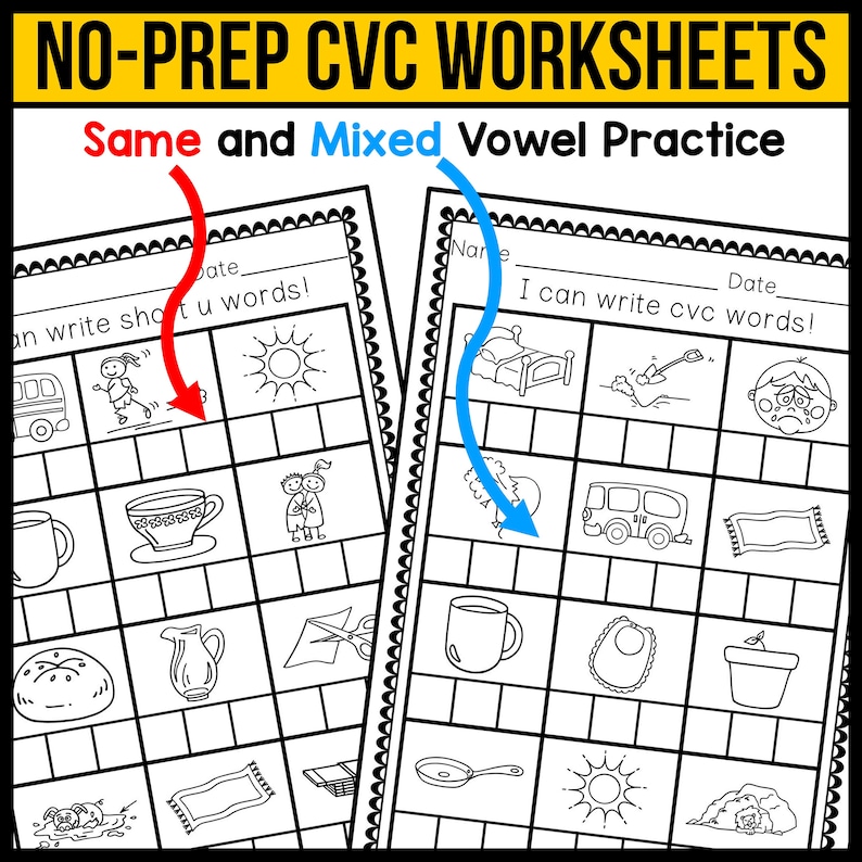 Write CVC Words Worksheets for Kindergarten and 1st Grade Phonics ...