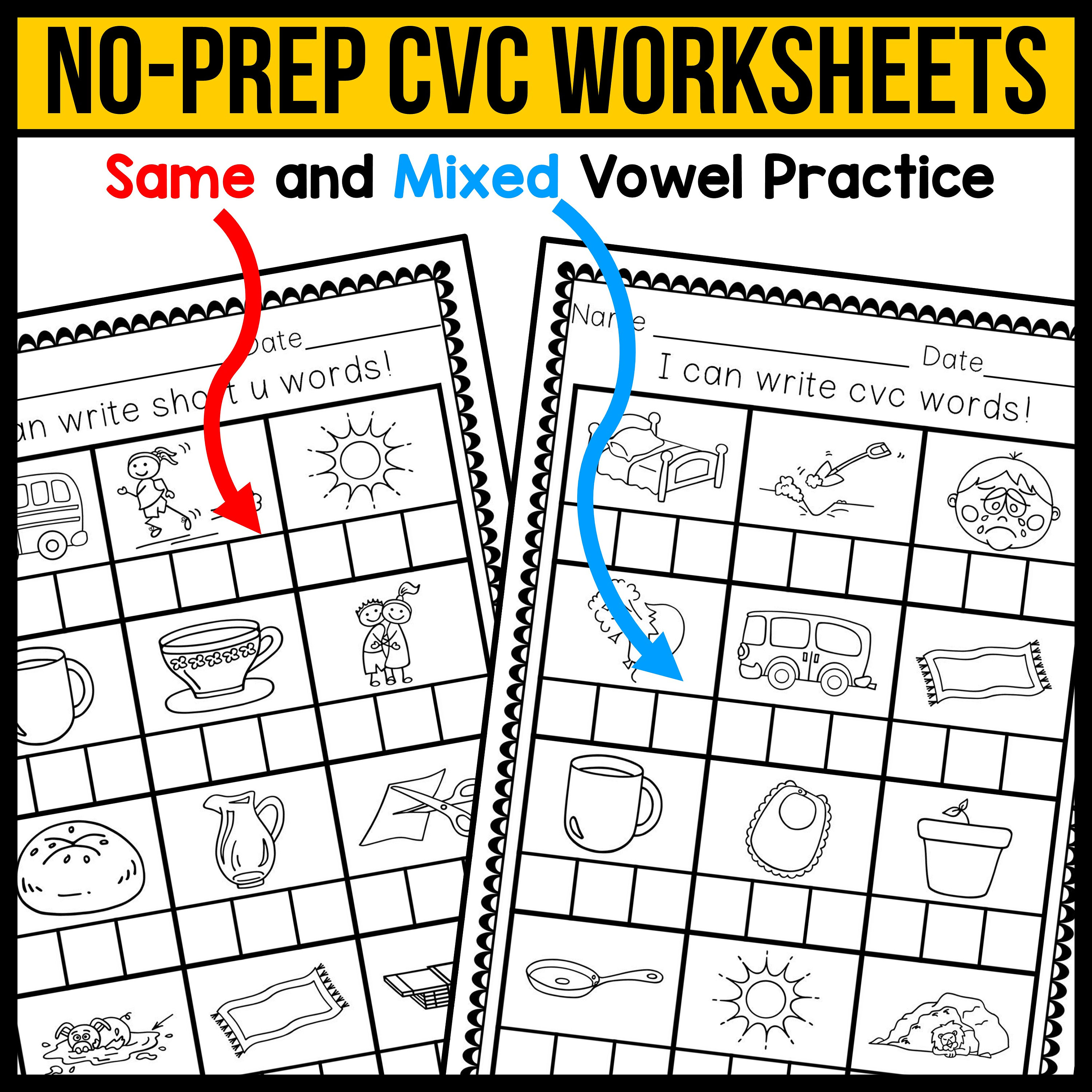 Write CVC Words Worksheets for Kindergarten and 1st Grade Phonics ...