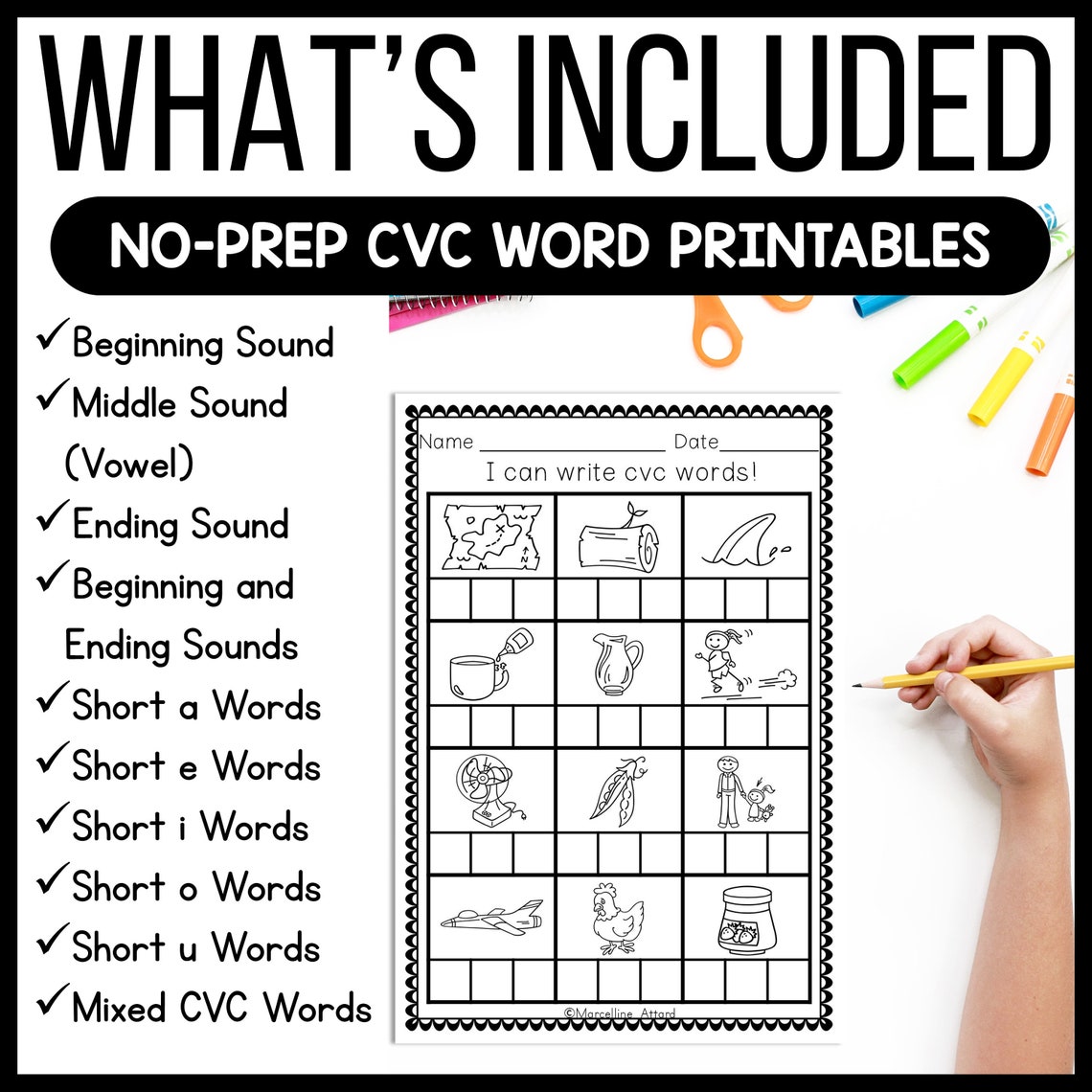 Write CVC Words Worksheets for Kindergarten and 1st Grade Phonics ...