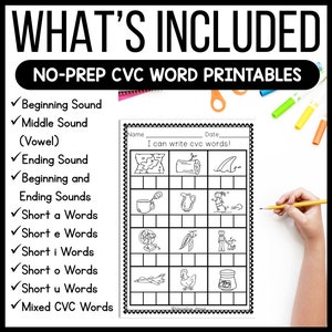 Write CVC Words Worksheets for Kindergarten and 1st Grade Phonics ...