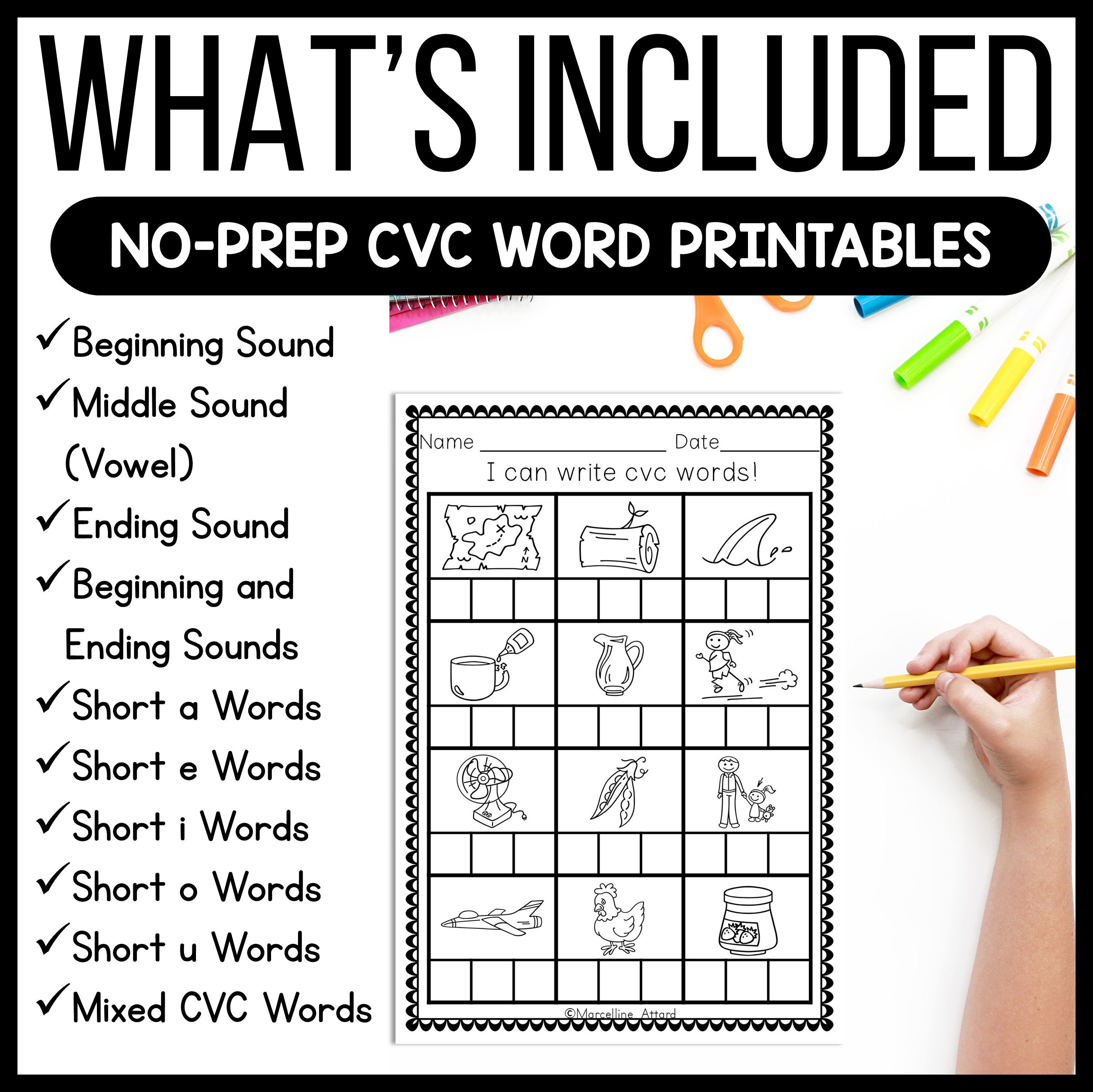 Write CVC Words Worksheets for Kindergarten and 1st Grade Phonics ...