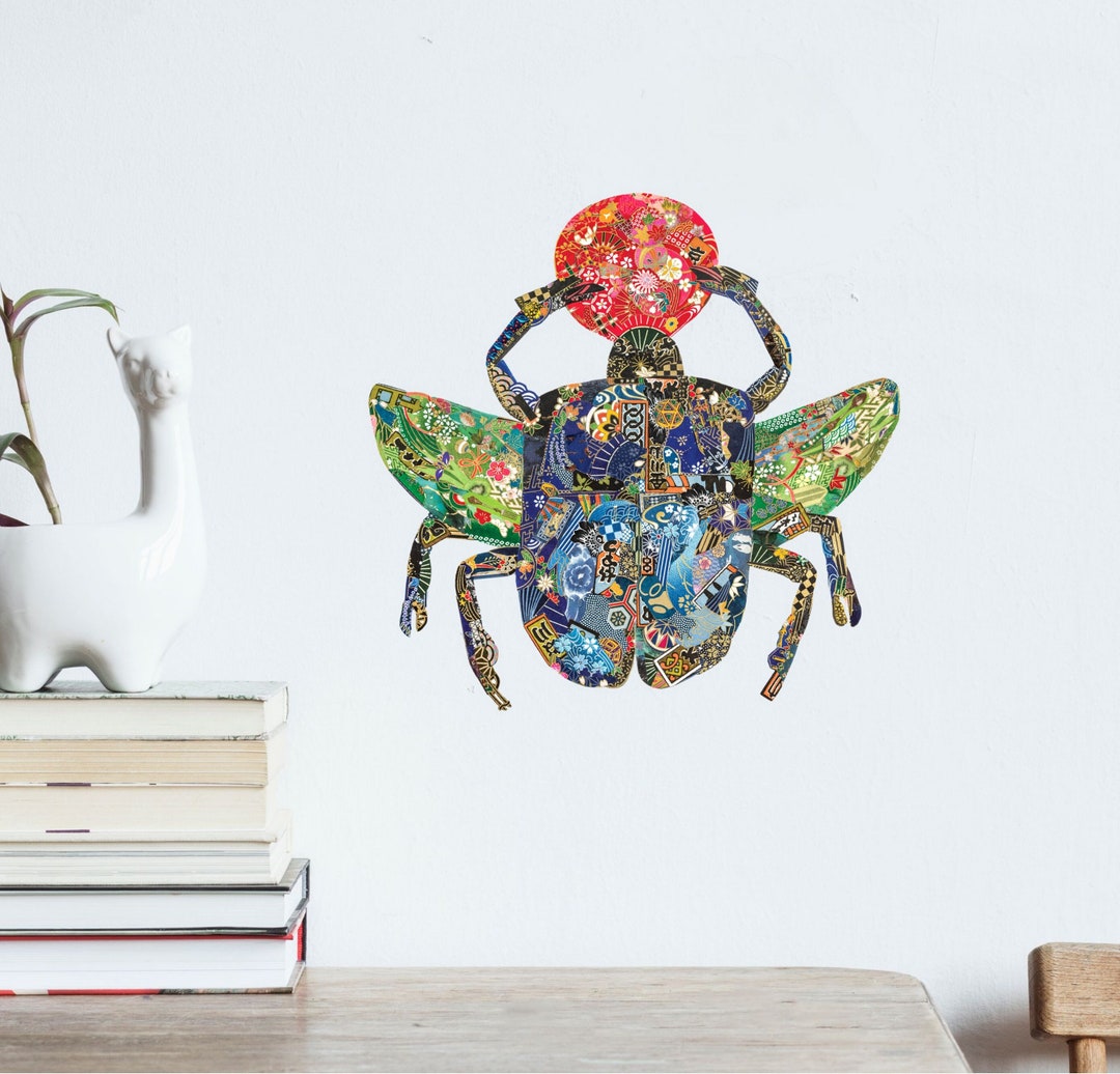 Egyptian Scarab Beatle Wall Art -original Handmade Collage Artwork on ...