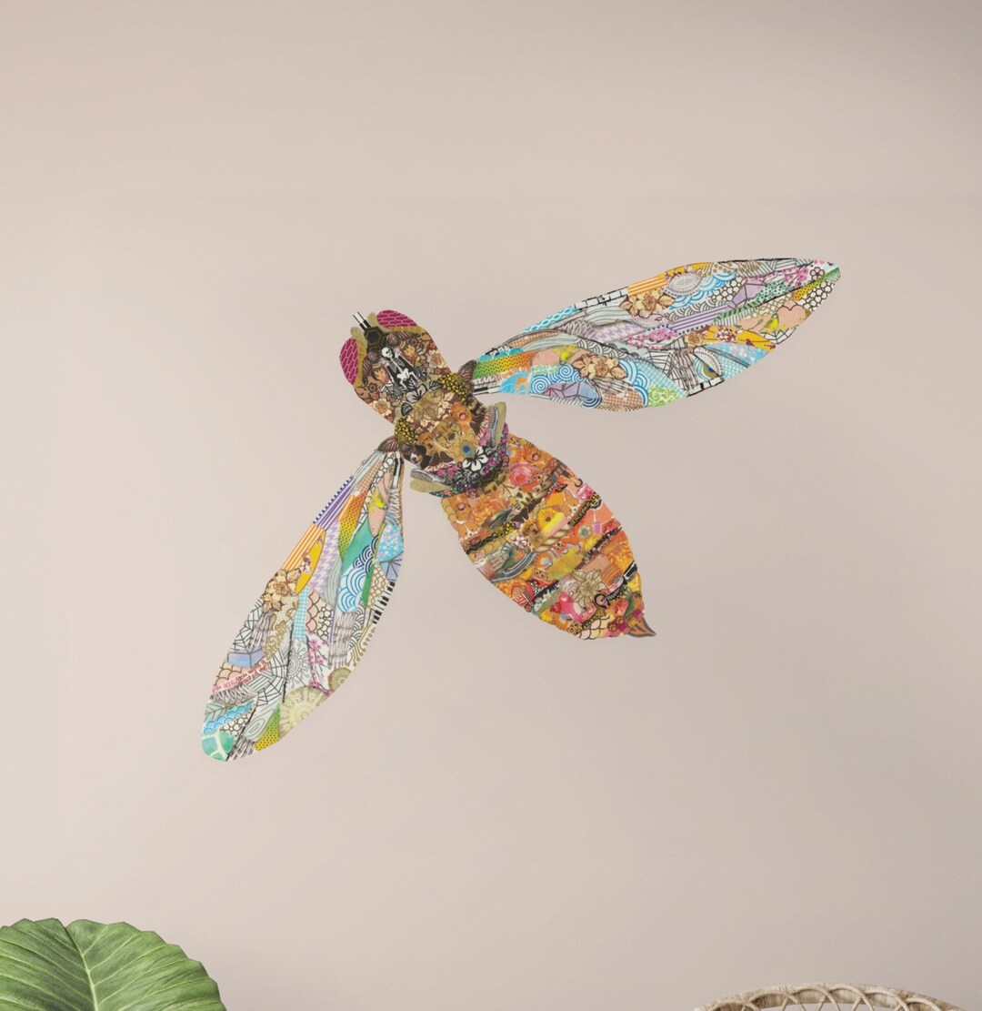 Handmade Bee Collage Wall Art – Self-adhesive, Renter-friendly - Etsy