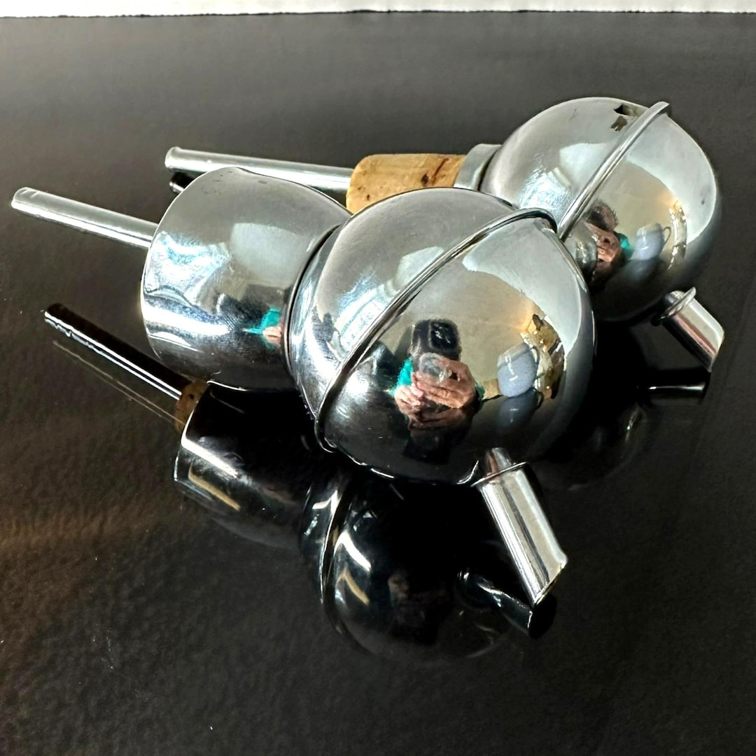 Vintage Mid-century Modern Chrome Drink Liquor Bottle Shot Pourers ...