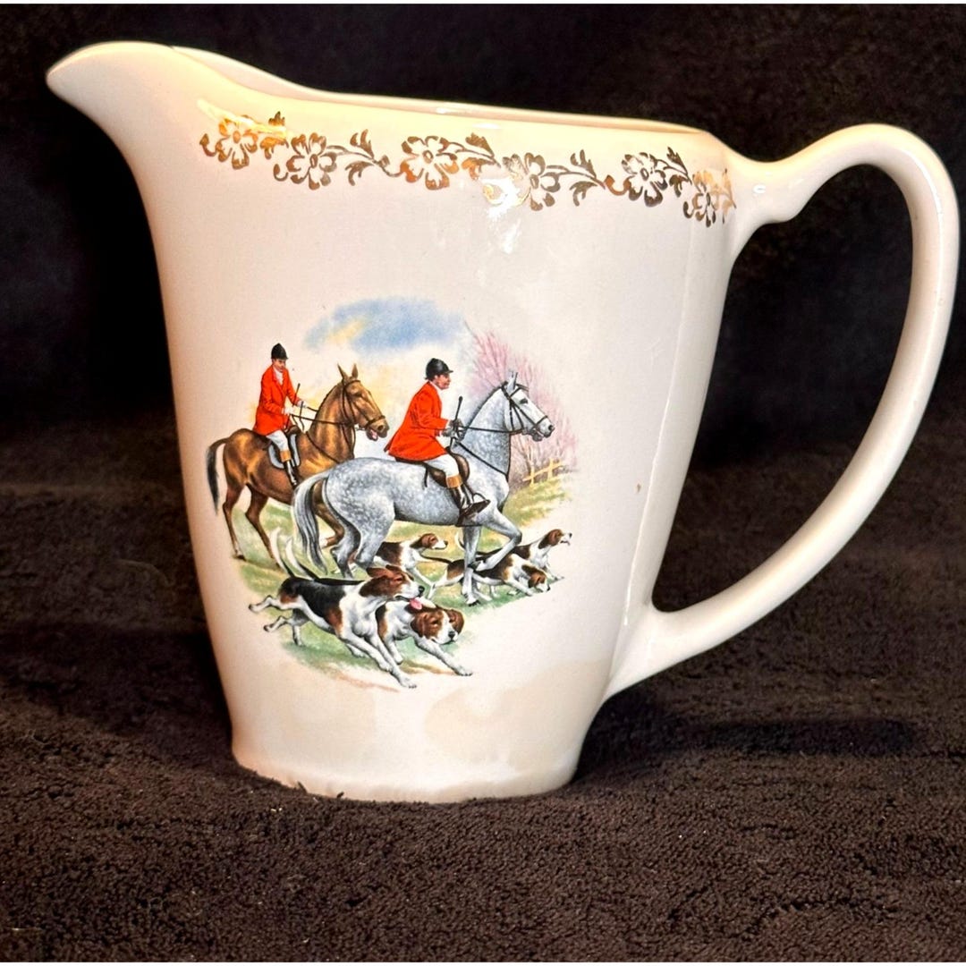 Lord Nelson Pottery England Horse & Hound Scene Pitcher 1072 Vintage ...