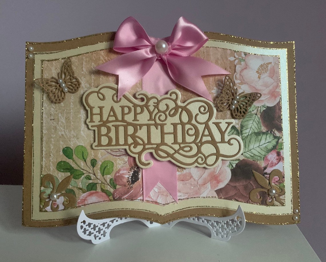 Book-style luxury handmade birthday card with gift box. Can be | Etsy