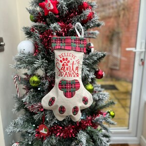 I Believe in Santa Paws Pet Stocking. Christmas. Xmas Eve. Dog Cat ...