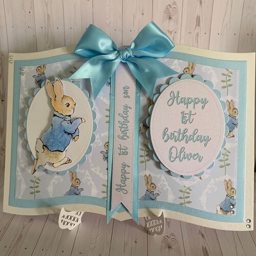 Handmade Personalised Peter Rabbit Book Style Card. 1st - Etsy