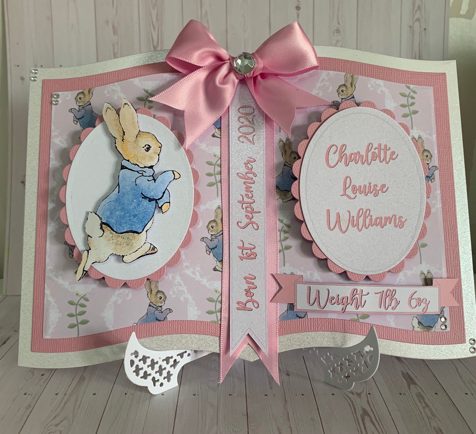 Handmade Personalised Peter Rabbit Card. New Baby Girl. First - Etsy