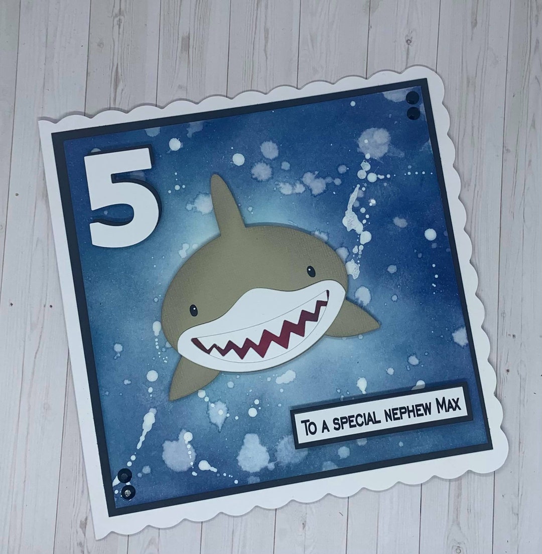 Handmade Shark Birthday Card. Can Be Personalised With Age. Birthday ...