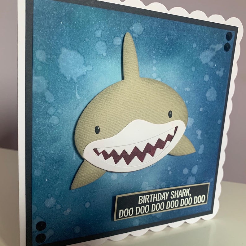 Handmade Shark Birthday Card. Can Be Personalised With Age. | Etsy UK