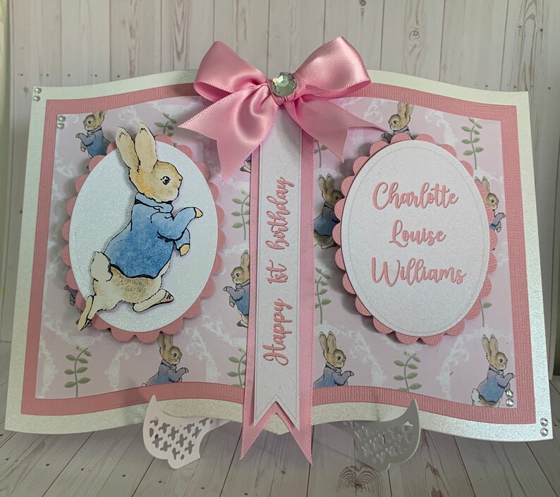 Handmade Personalised Peter Rabbit Card. New Baby Girl. First - Etsy UK