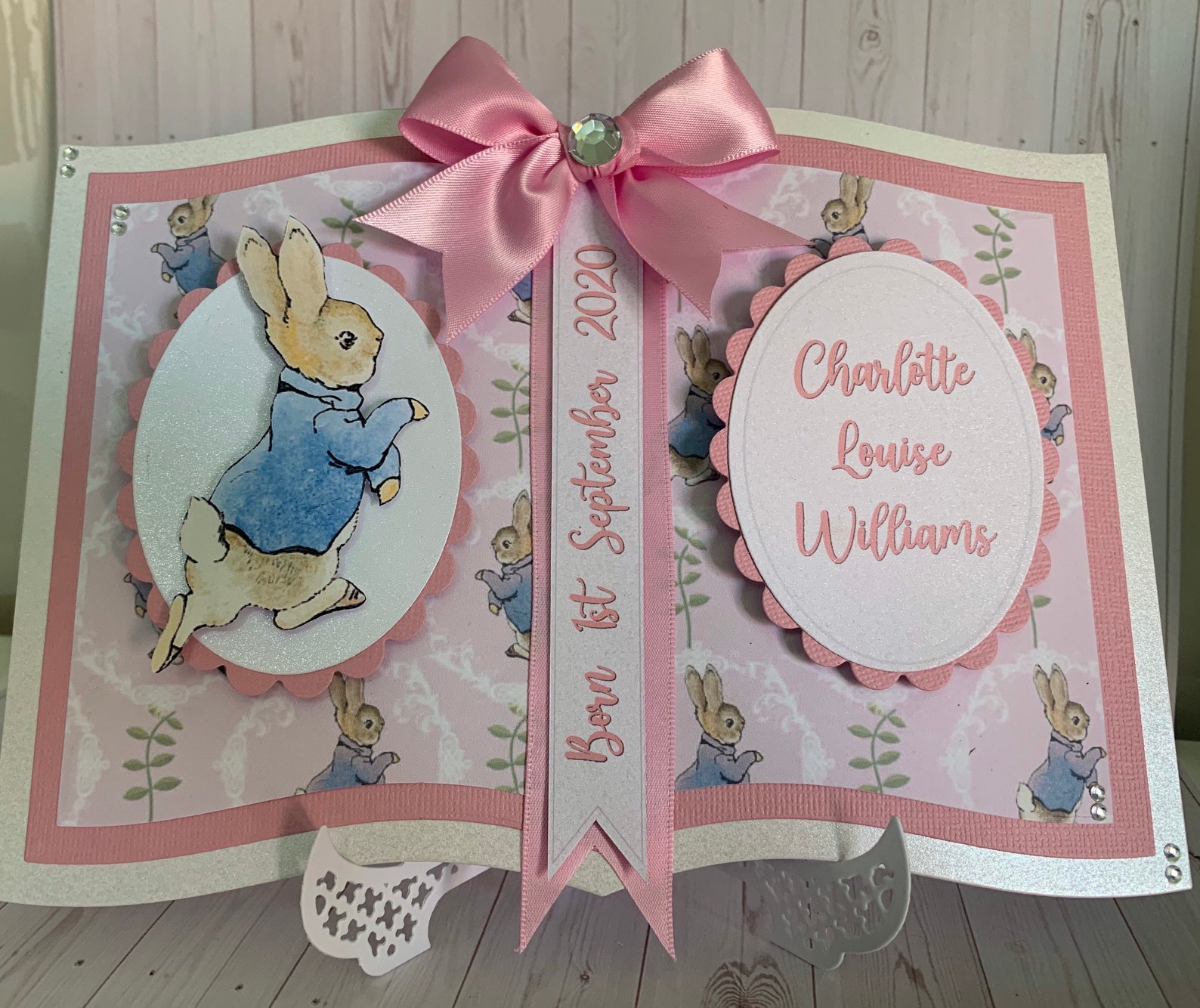 Handmade Personalised Peter Rabbit Card. New Baby Girl. First - Etsy