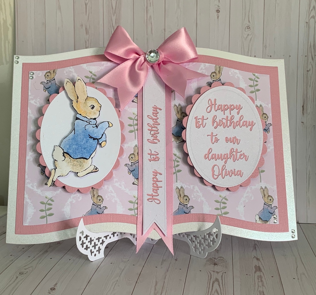 Handmade Personalised Peter Rabbit Card. New Baby Girl. First Birthday ...