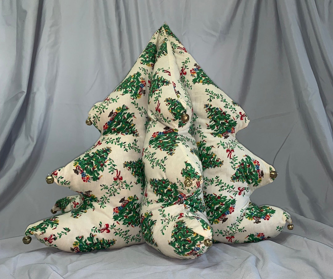 Vintage Fabric 3D Plush Christmas Tree Tabletop Decor Jingle Bells - Etsy