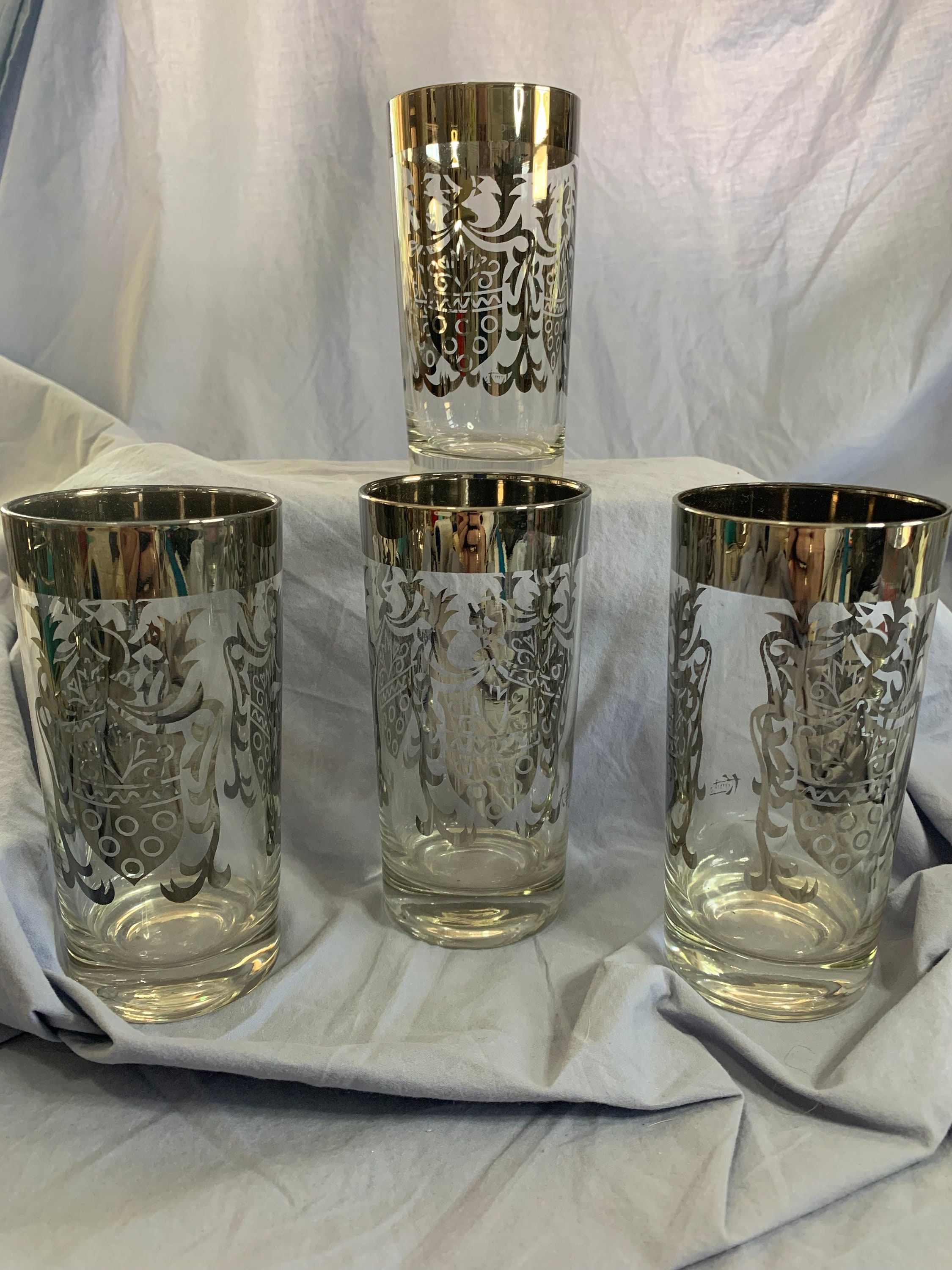 Midcentury Modern Kimiko Glassware Caddy With 4 Highball Glasses, 4 ...