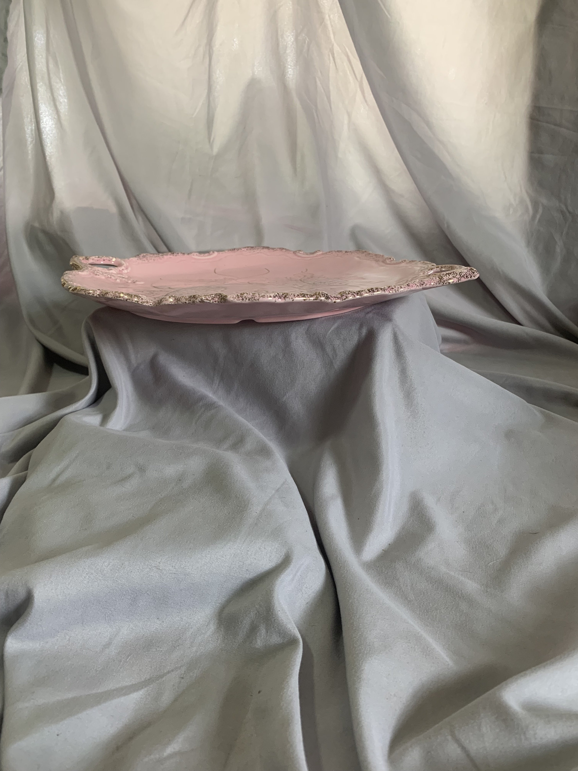 California Original Pottery Octagonal Pink Tray With Gold Leaf ...