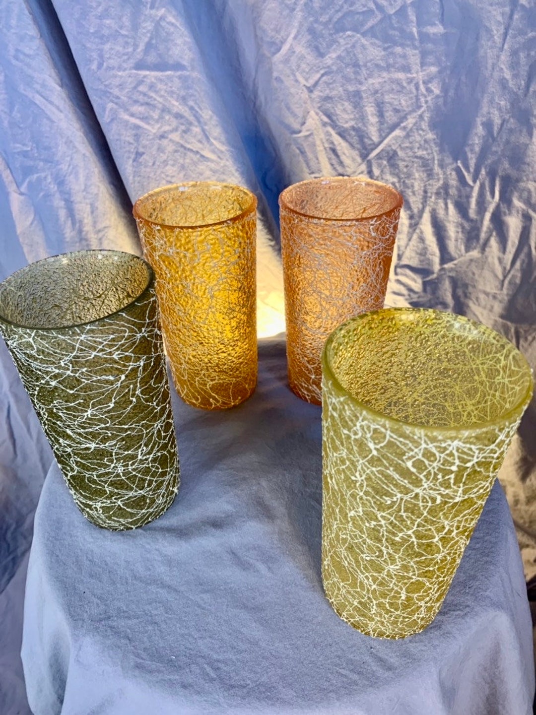Vintage Rubber Spaghetti String Set of 4 Highball Tumblers Mid Century ...