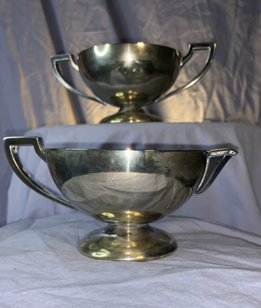 Art Deco Benedict Silver Plated Sugar Bowl and Creamer USA - Etsy