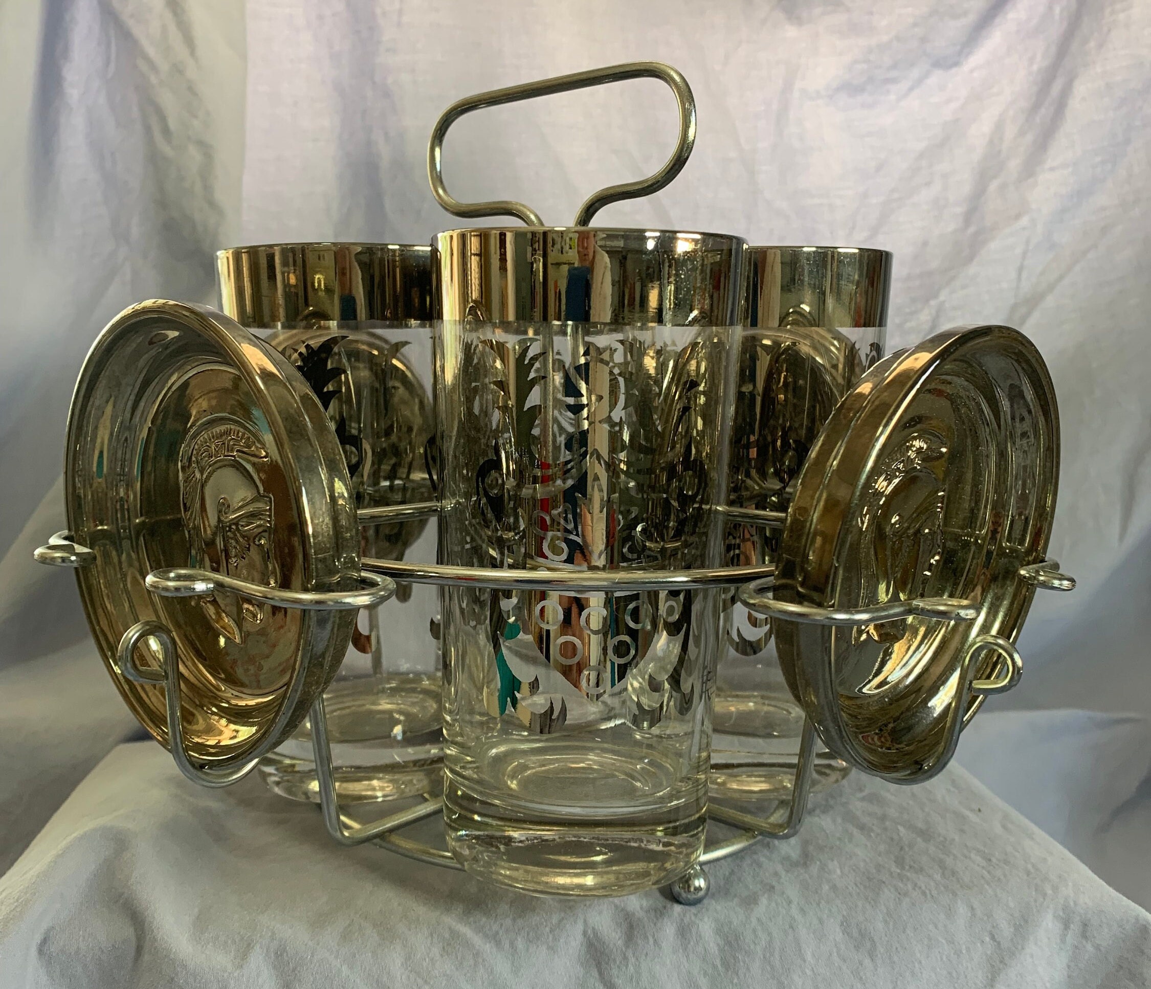 Midcentury Modern Kimiko Glassware Caddy With 4 Highball - Etsy