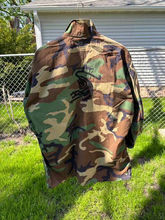Vintage Hot Weather Army Military Coat Woodland Camo … - Gem
