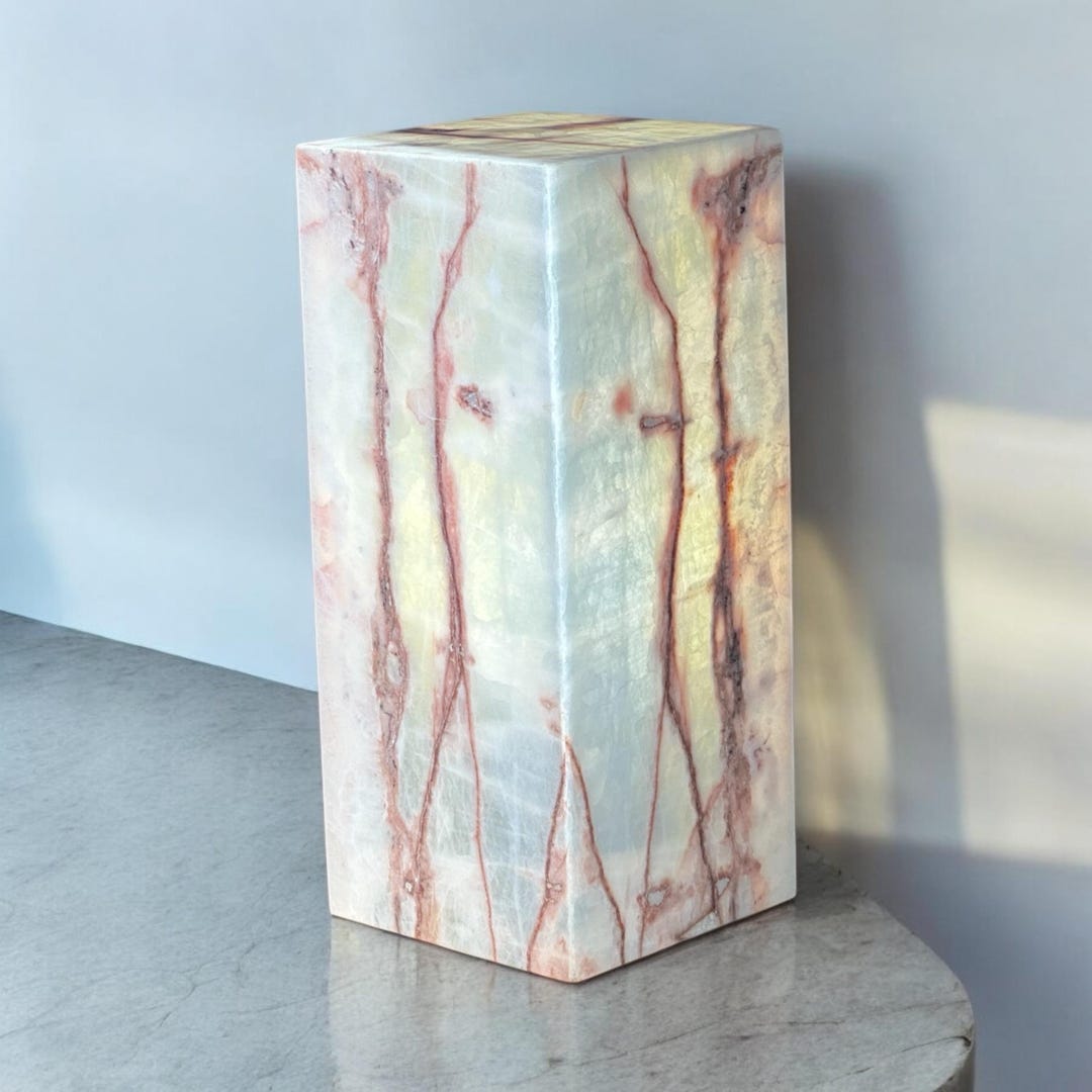 Rare Pink Crystal Cluster Patterned Onyx - Unique Natural Stone Decor ...