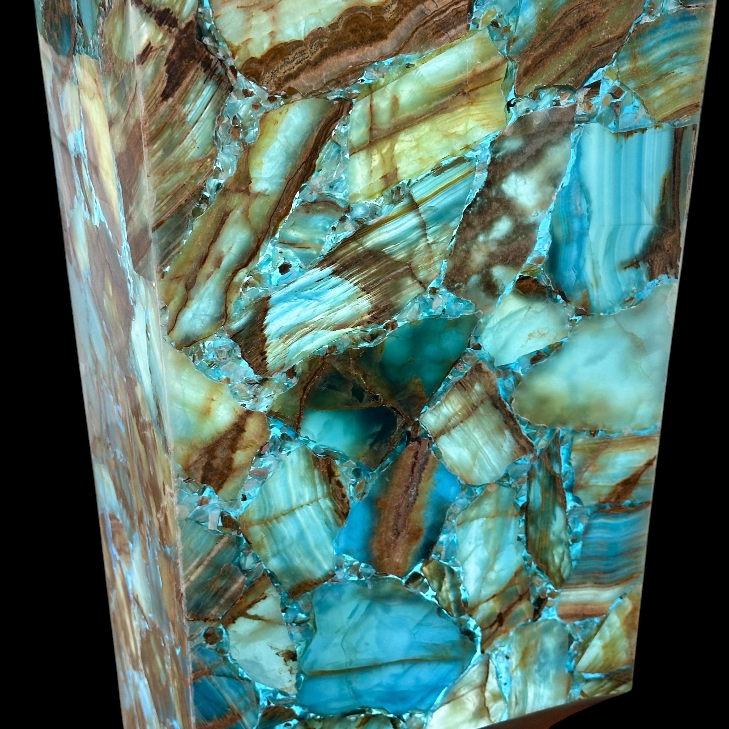 Rare Argentinian Blue Onyx Tower Lamp – Lighted Gemstone Sculpture (51 ...