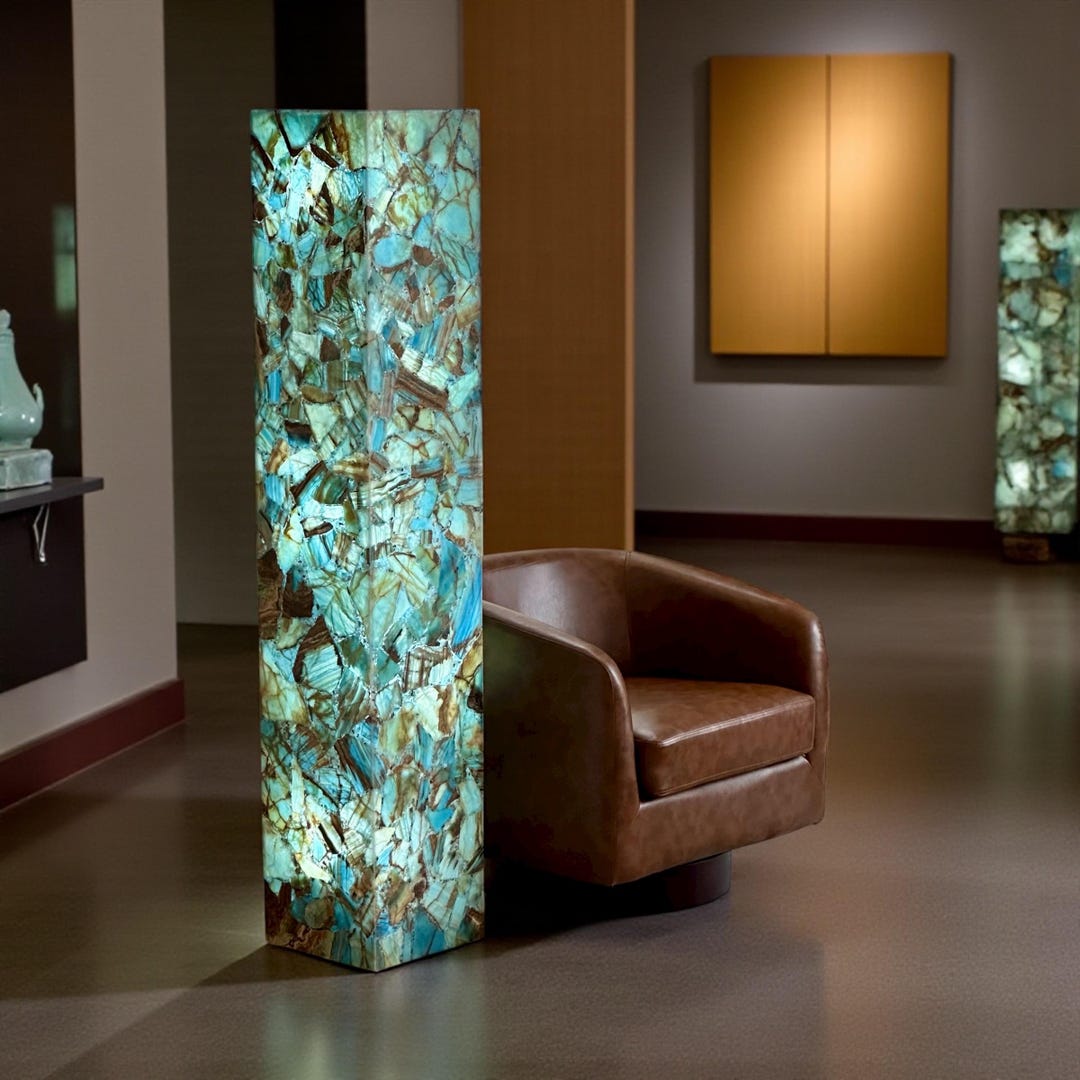Rare Blue Onyx Tower Lamp: 51" Lighted Gemstone Sculpture - Etsy