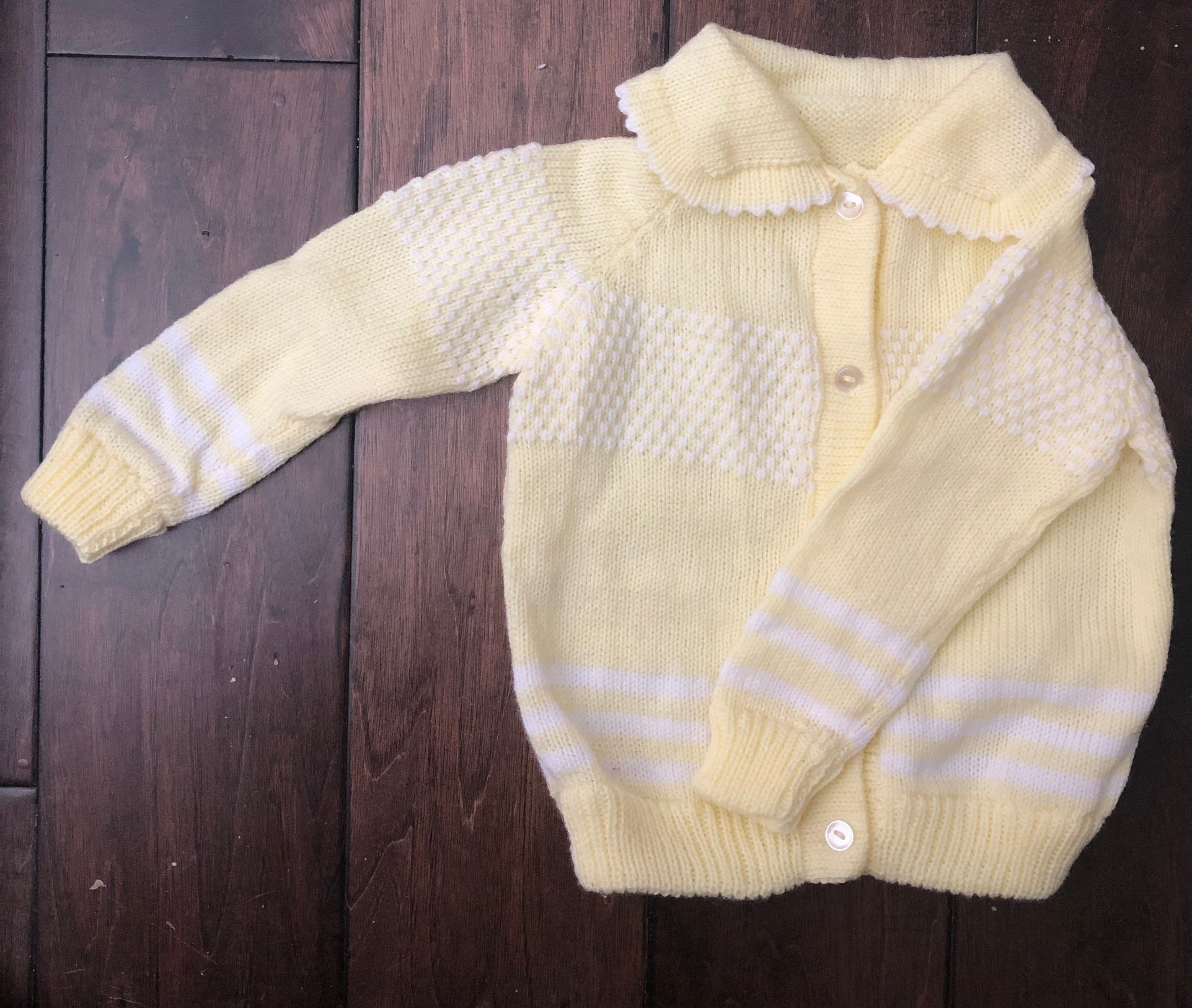 Vintage Pale Yellow Knit Cardigan - Etsy