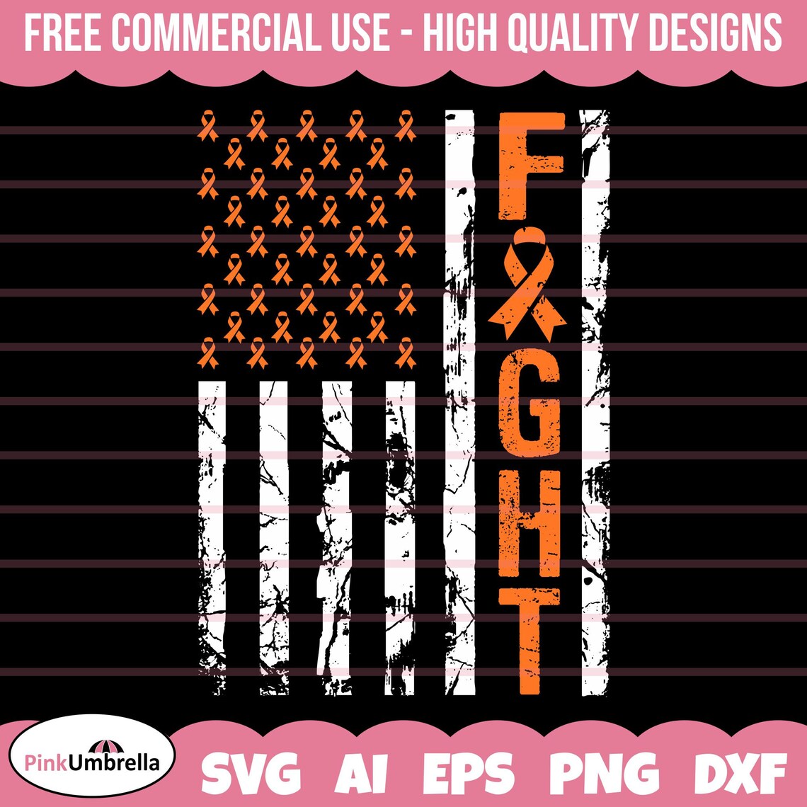 Leukemia Cancer Fight USA Flag Svg Cancer Ribbon SVG - Etsy