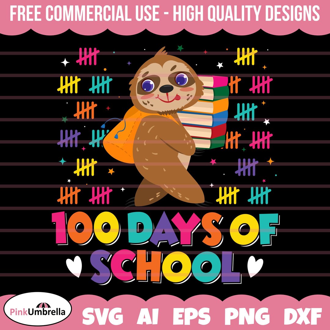 100 Days of School Sloth Lover Svg, 100 Days of School Svg, 100 Days ...