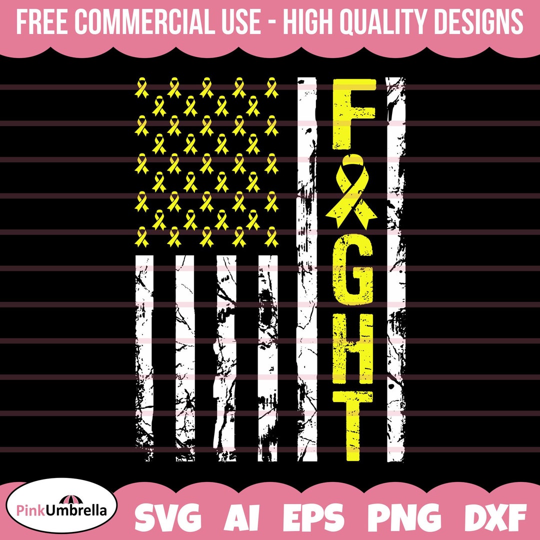 Bone Cancer Fight USA Flag Svg, Cancer Ribbon SVG, Bone Cancer ...