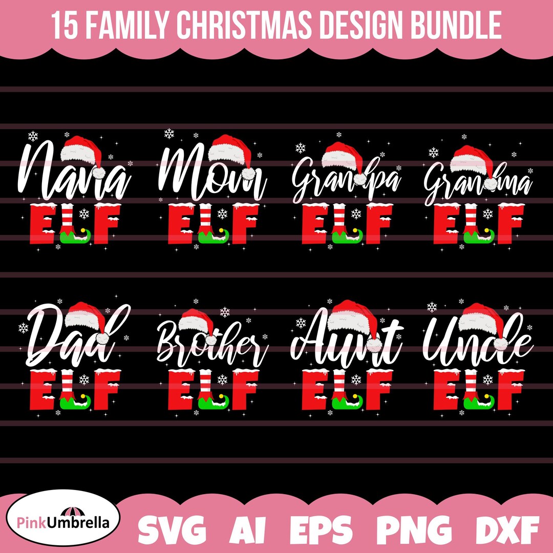 Familia Elfos Svg, Paquete de Navidad SVG, Hermano Elfo Svg, Mamá Elfo ...