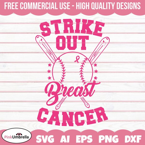 Strike Out Breast Cancer Svg - Etsy