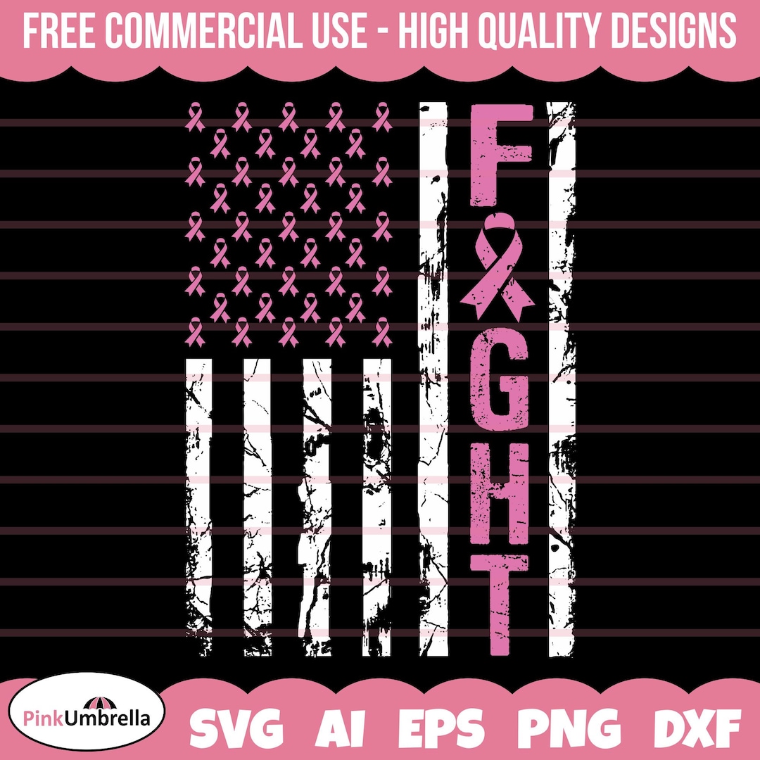 Breast Cancer Fight USA Flag Svg, Cancer Ribbon SVG, Breast Cancer ...